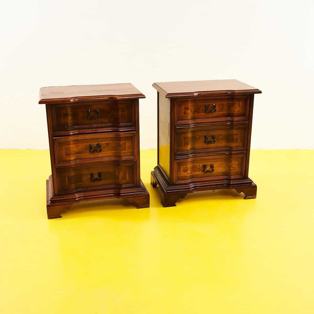 Antique Style Wooden Bedside Tables, Set of 2 for sale at Pamono