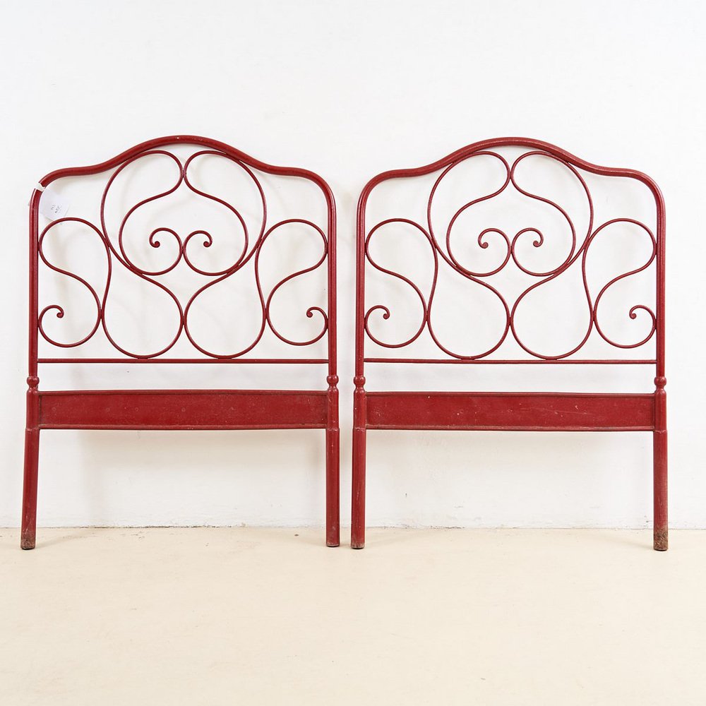 Vintage Red Wrought Iron Bed Headboards, Set of 2 for sale at Pamono