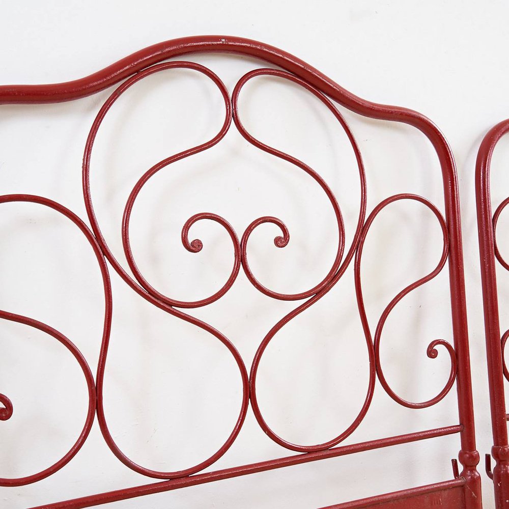 Vintage Red Wrought Iron Bed Headboards, Set of 2 for sale at Pamono