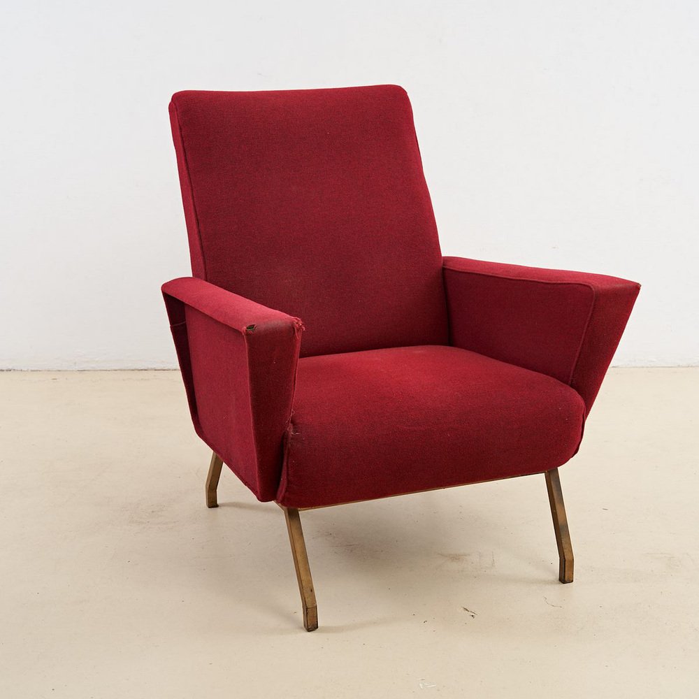 Vintage Red Lounge Chair, 1950s for sale at Pamono