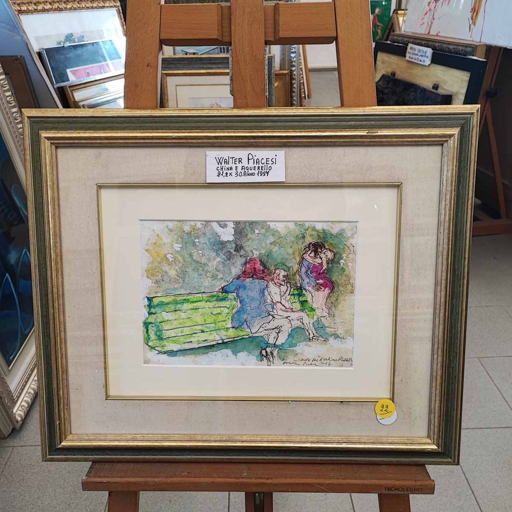 Walter Piacesi, Untitled, Watercolour, Framed for sale at Pamono