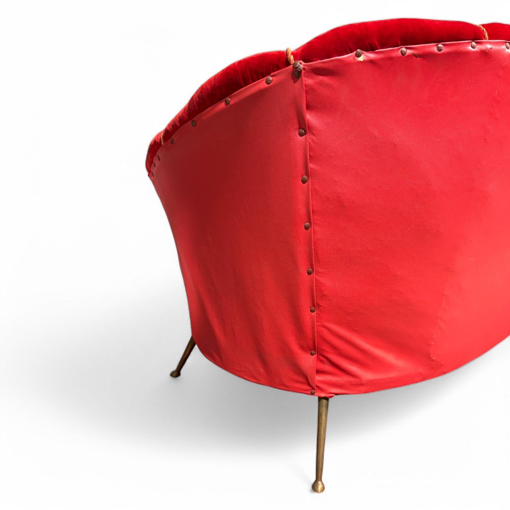 Shell Sofa in Velvet, 1950s for sale at Pamono