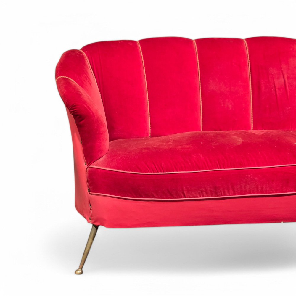 Shell Sofa in Velvet, 1950s for sale at Pamono