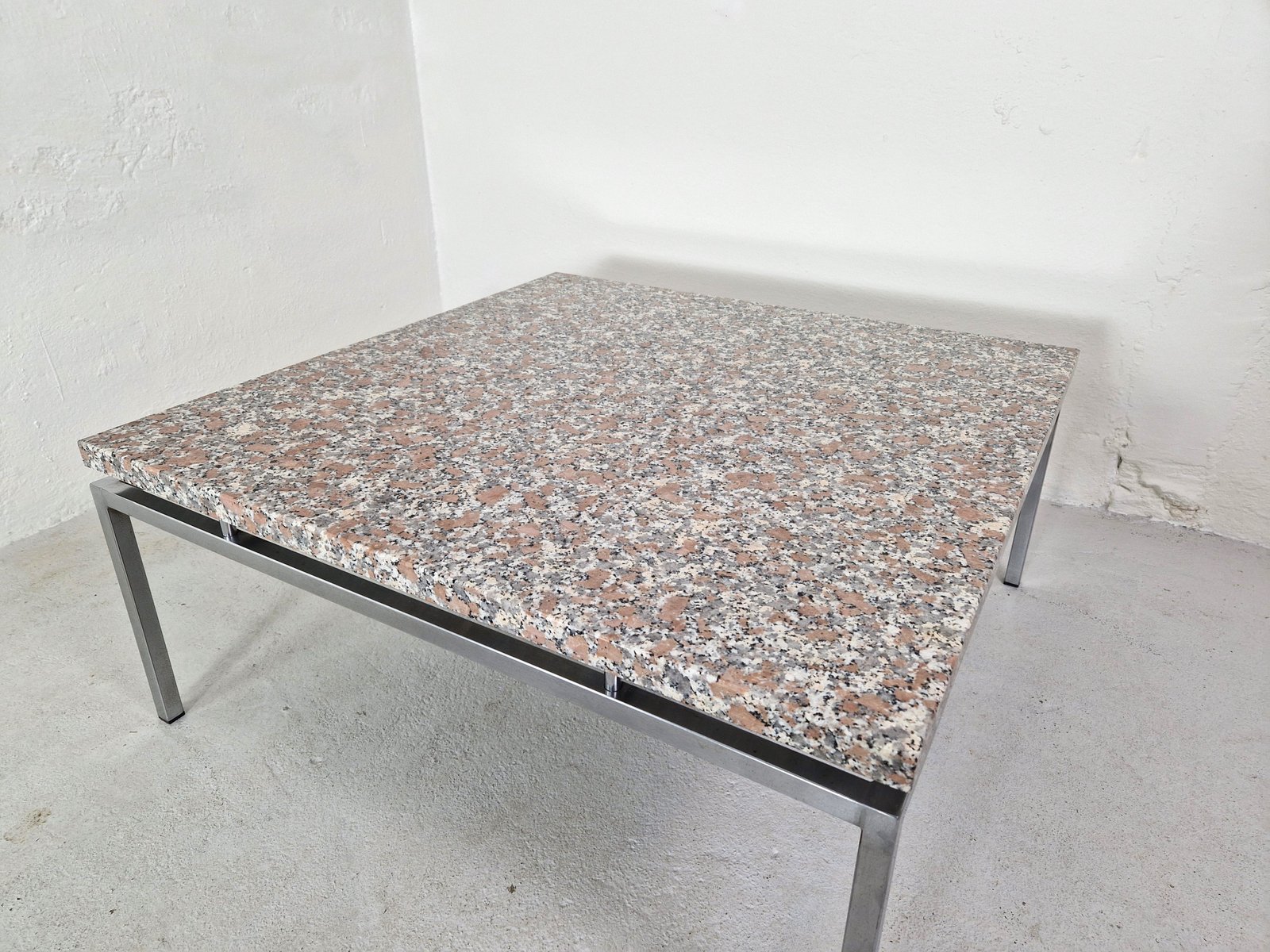 Mid-Century Dutch Granite on Steel Coffee Table, 1970s for sale at Pamono