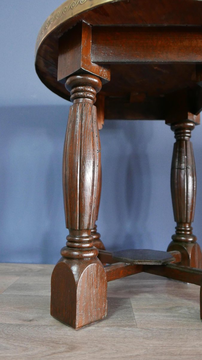 Antique Oak Smoking Table with Ornamental Brass Top, Germany, 1920s for ...