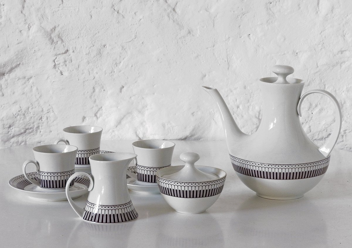 Bidasoa Porcelain Set by Gerald Gulotta, 1960s, Set of 9 for sale at Pamono