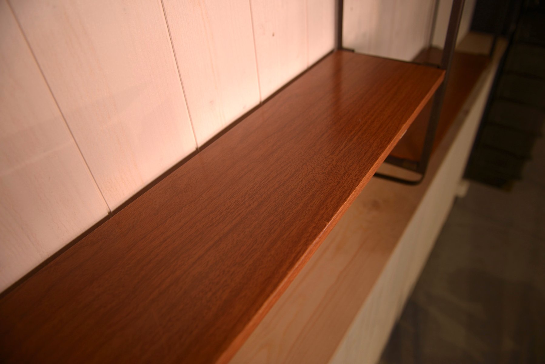 Wood & Steel Wall Shelf, 1970s for sale at Pamono