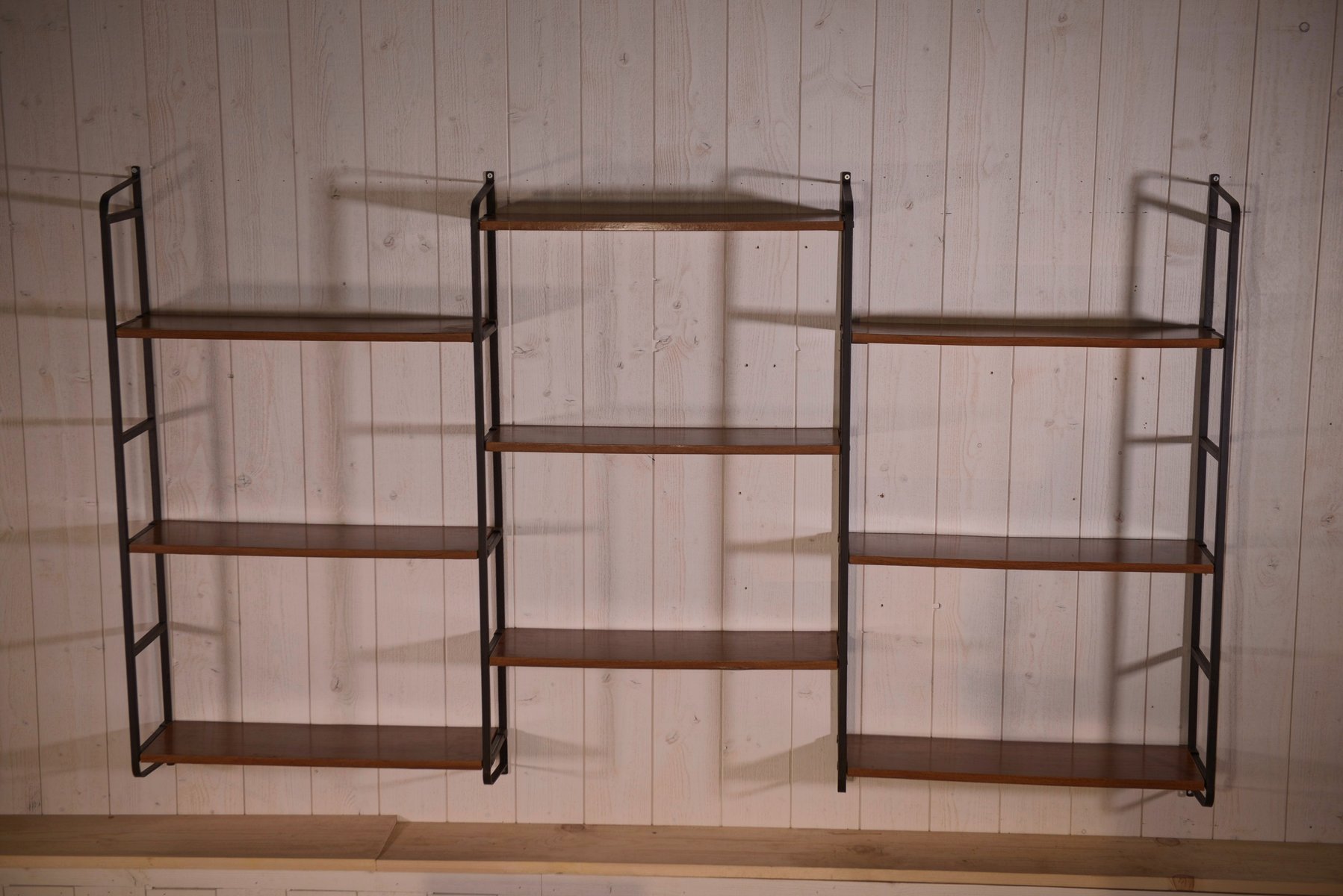 Wood & Steel Wall Shelf, 1970s for sale at Pamono