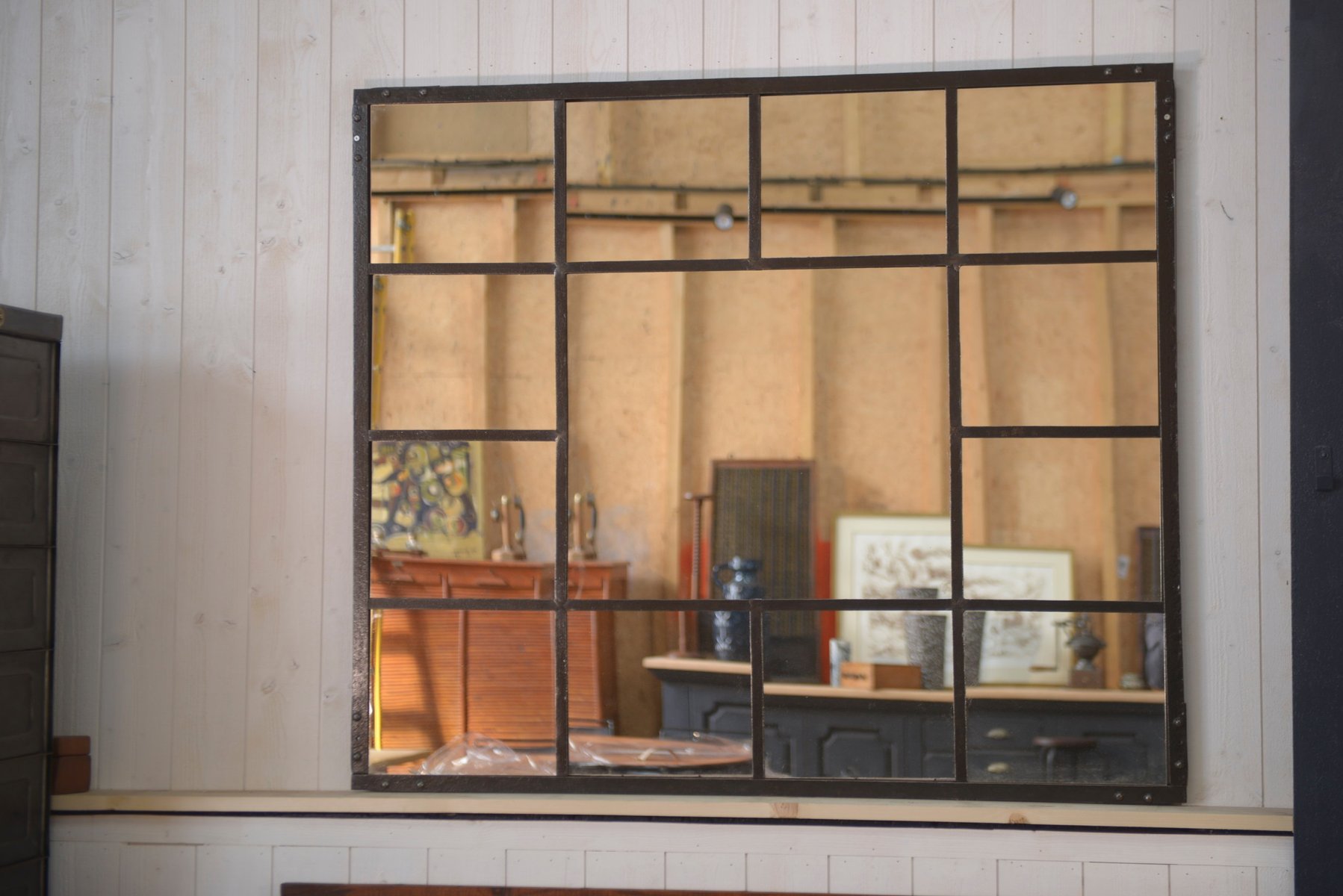 Industrial Mirror in Riveted Metal, 1950s for sale at Pamono