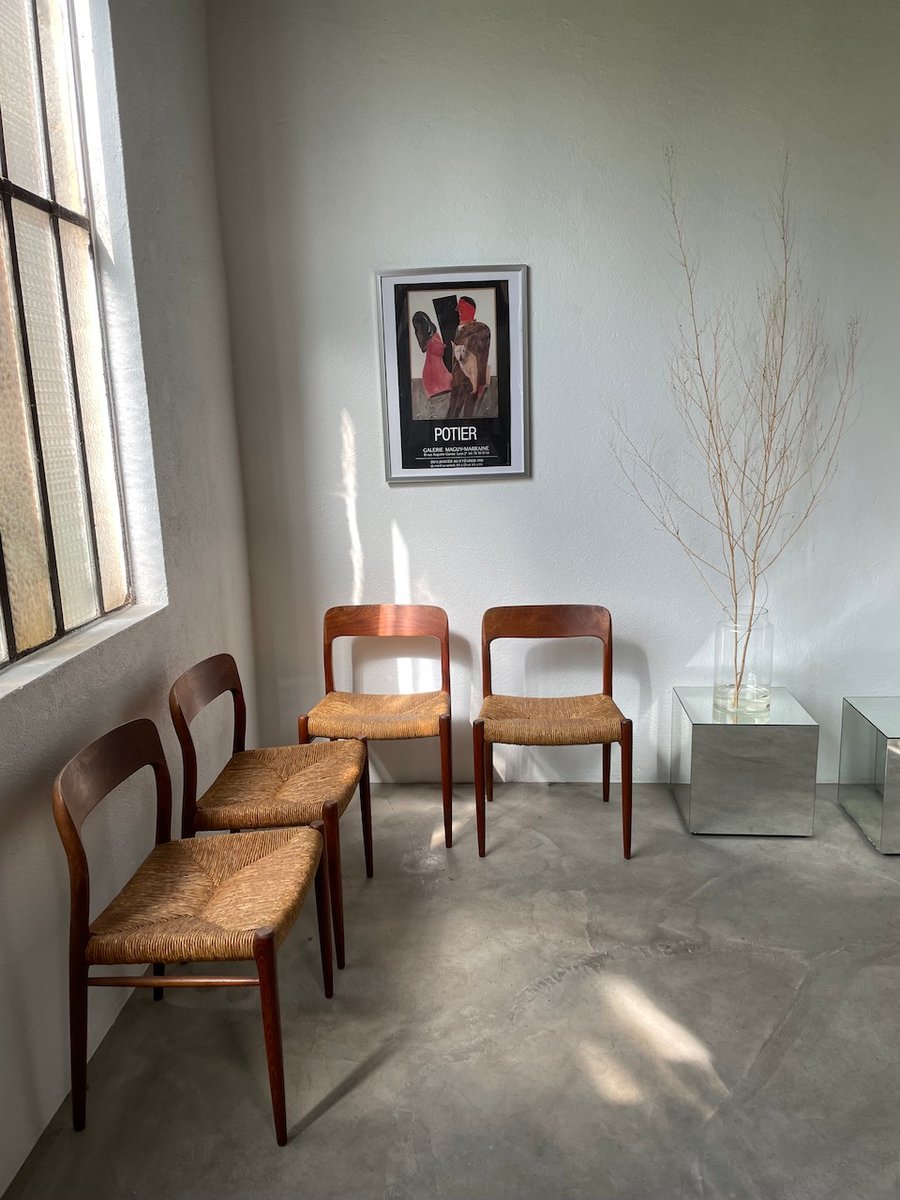 Model 75 Straw Chairs by Niels Otto Møller, 1950s, Set of 4 for sale at ...