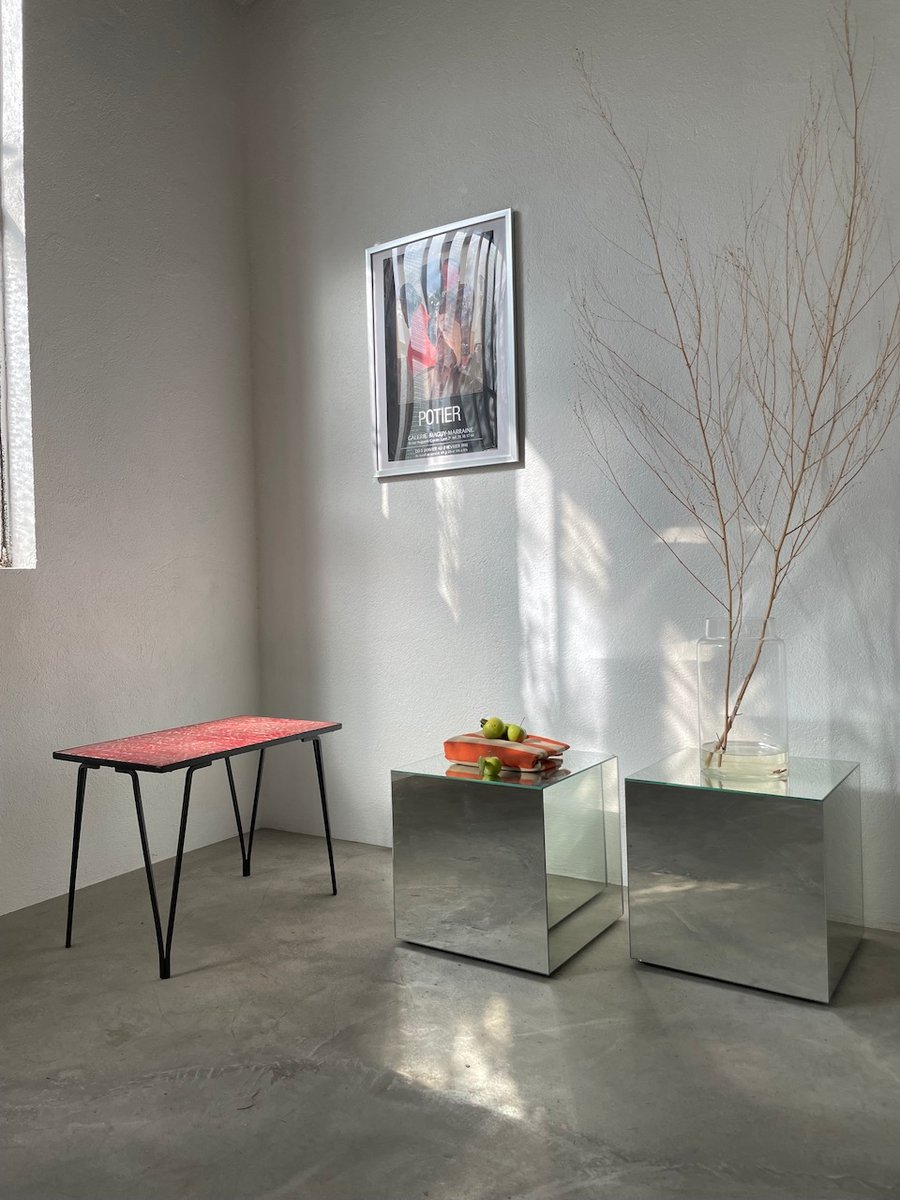Red Ceramic Coffee Table, 1950s for sale at Pamono