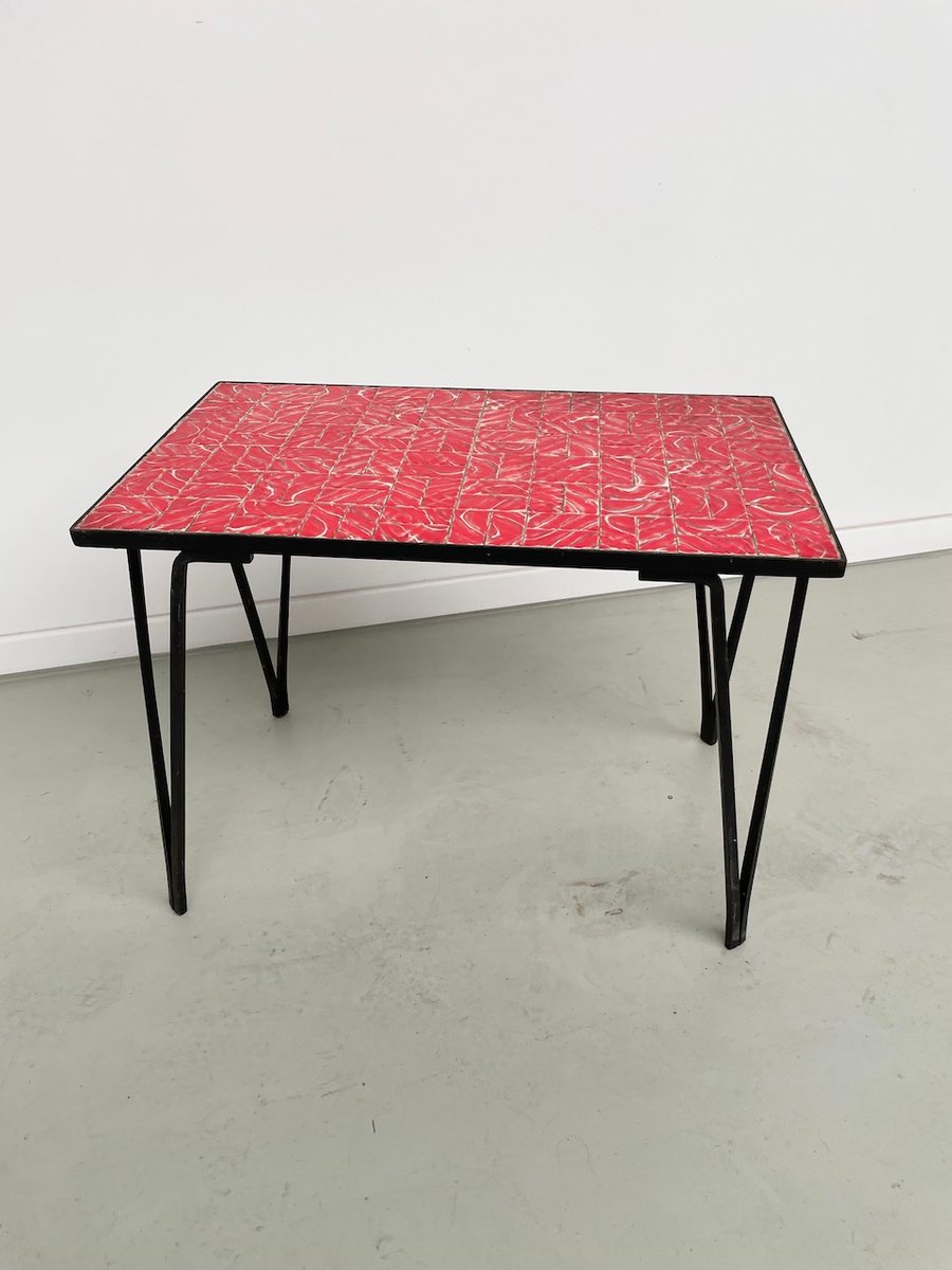 Red Ceramic Coffee Table, 1950s for sale at Pamono