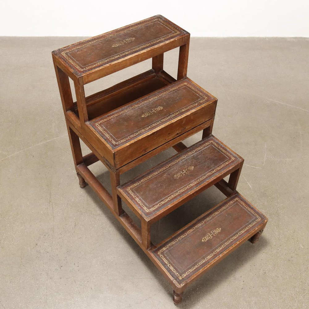 Wooden Foldable Library Ladder for sale at Pamono