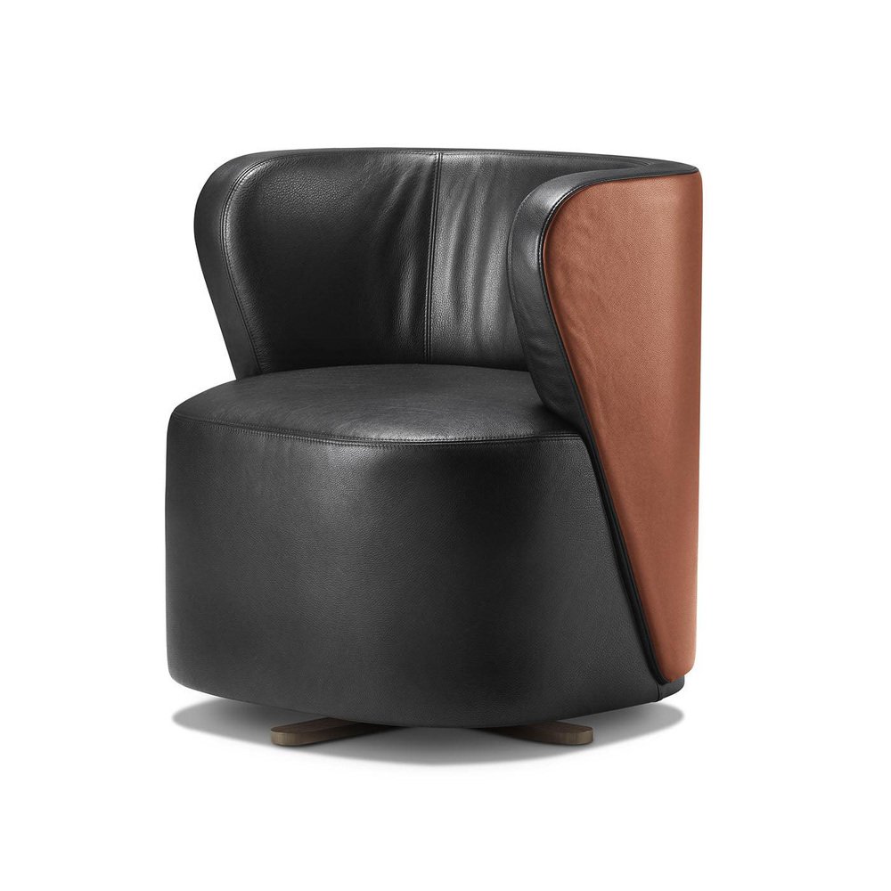 Spritz Black Leather Lounge Chair by Lorenza Bozzoli for sale at Pamono