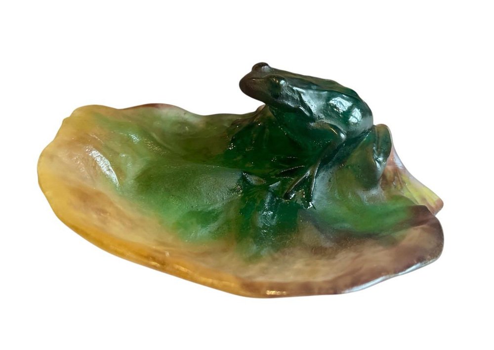 French Frog on a Water Lily Tray from Daum for sale at Pamono
