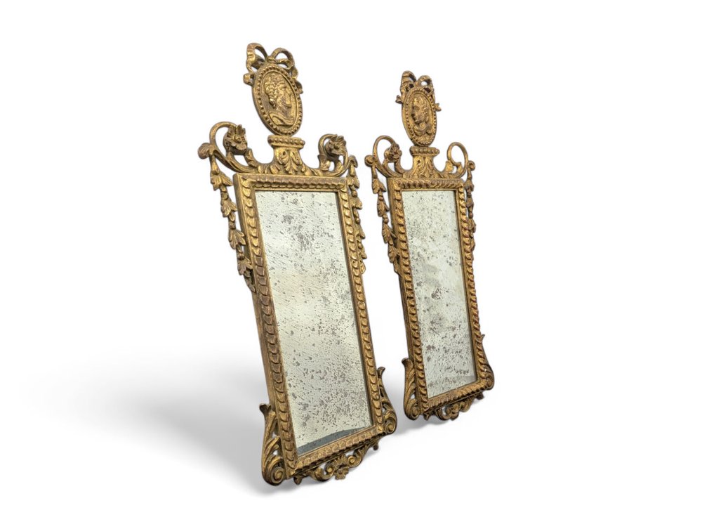 Neoclassical Mirrors in Antique Gilded Wood, Set of 2 for sale at Pamono