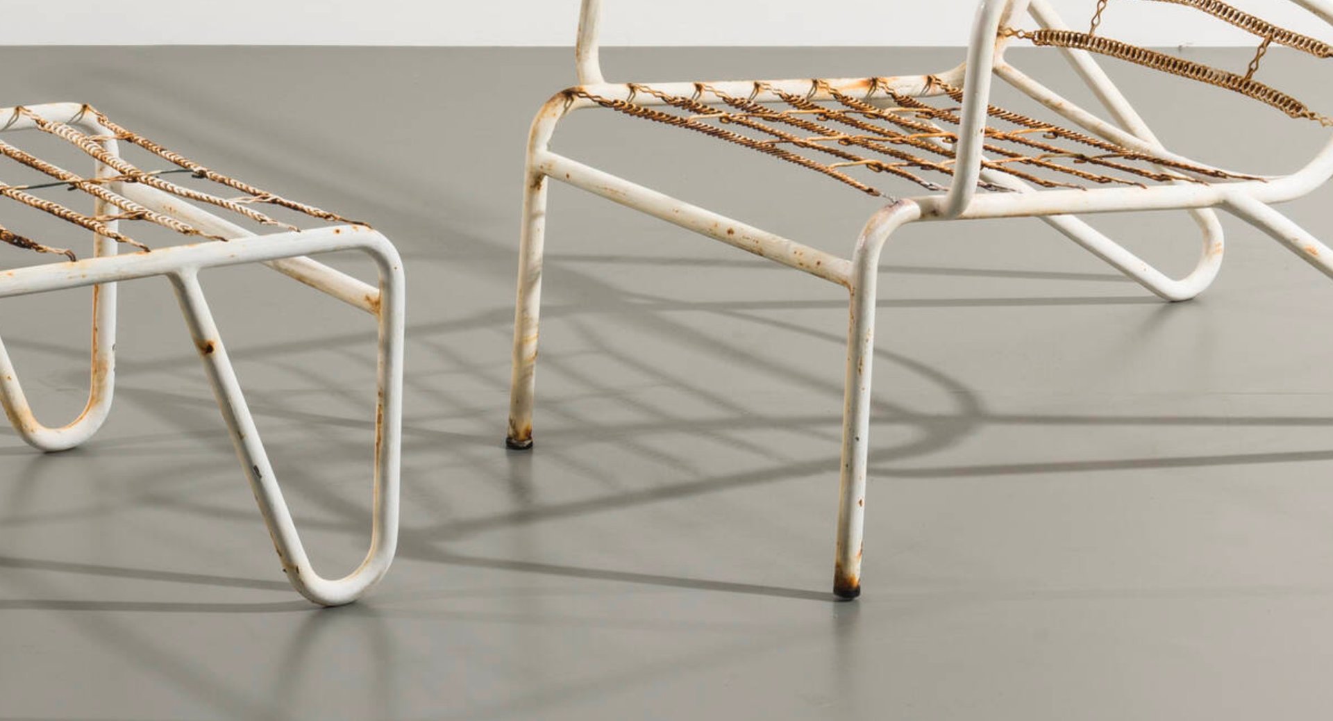 Set of Italian Deck Chair with Ottoman, 1950s for sale at Pamono