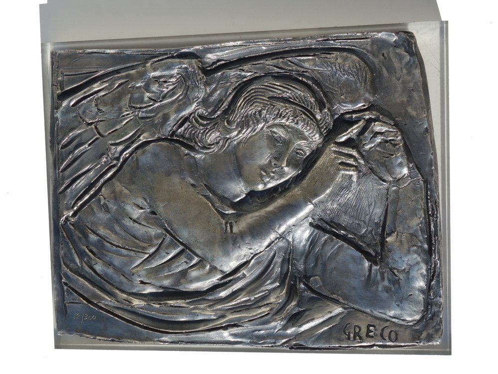 Italian Sculpture Bas-Relief Angel in Silver Metal Angel by Emilio ...