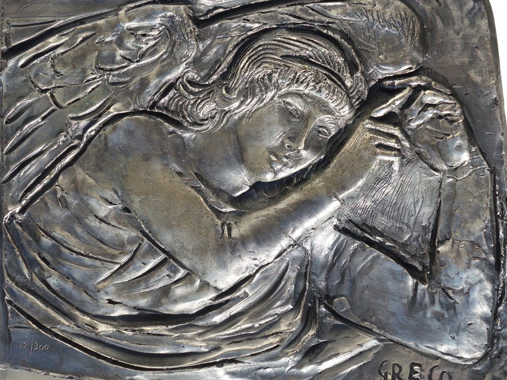 Italian Sculpture Bas-Relief Angel in Silver Metal Angel by Emilio ...