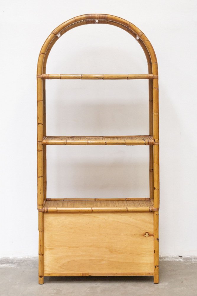 Bamboo Bookcase with Doors, 1970s for sale at Pamono