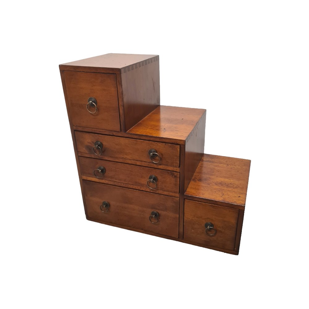 2nd Half Century Stepped Wooden Chest of Drawers, 1980s for sale at Pamono