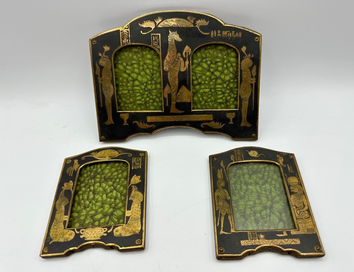 Neo-Egyptian Style Photo Frames, 1930s, Set of 3 for sale at Pamono