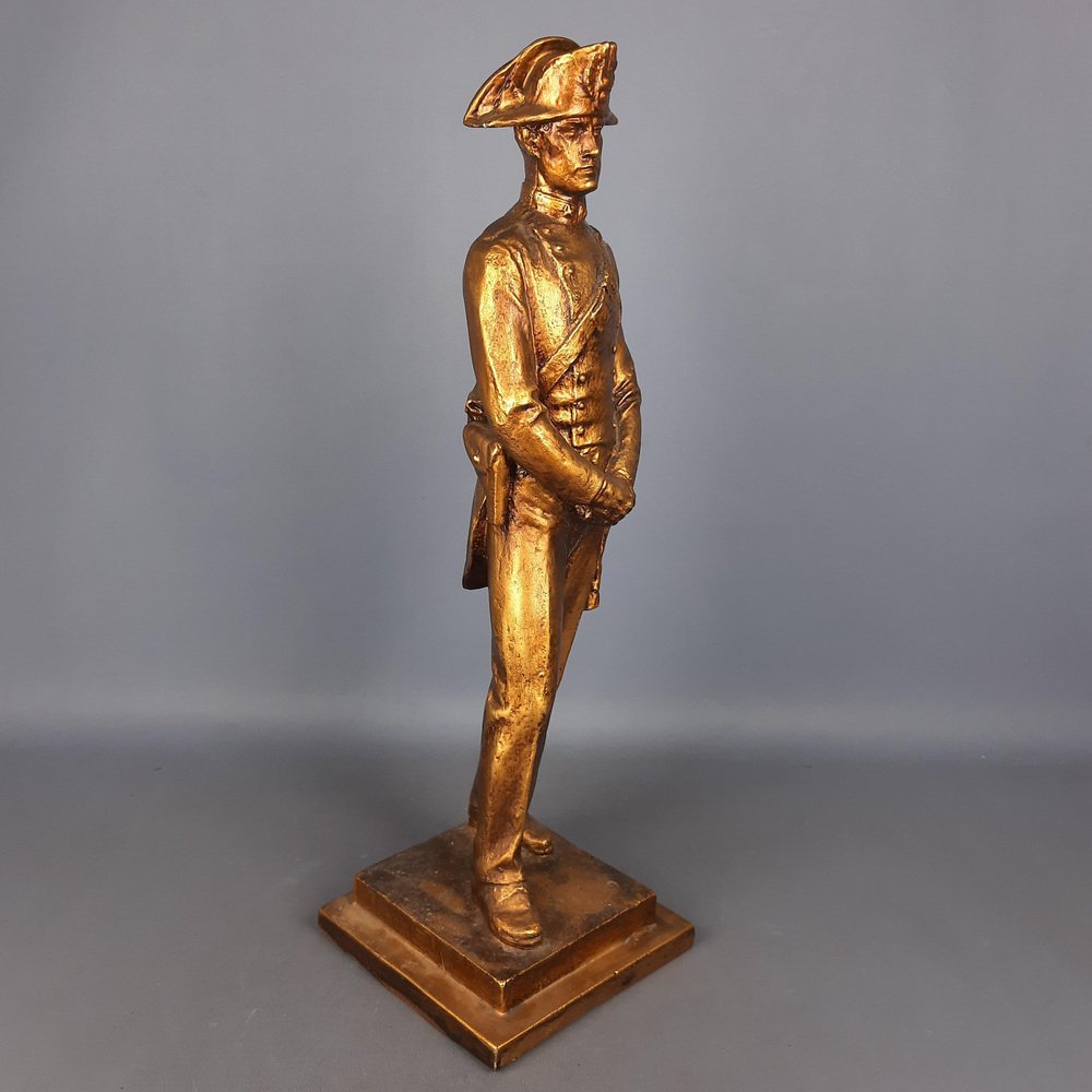 Vintage Carabiniere Statue in Wood and Golden Resin Commemorative ...