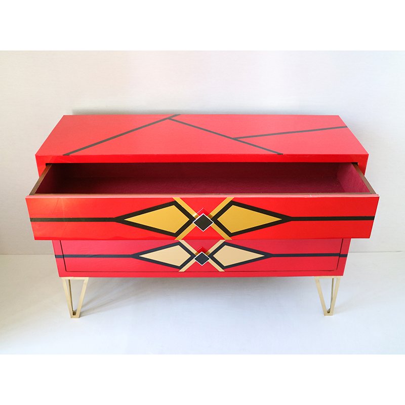Chest of Drawers with Geometric Pattern, 1980s for sale at Pamono