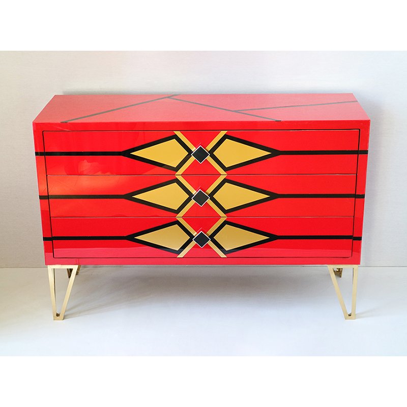 Chest of Drawers with Geometric Pattern, 1980s for sale at Pamono
