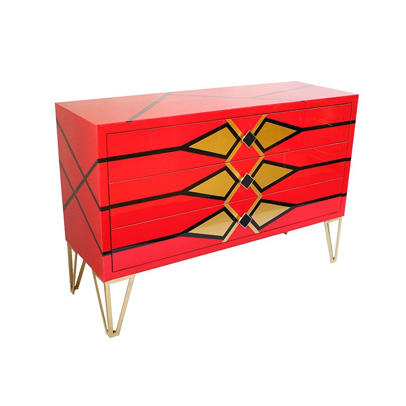 Chest of Drawers with Geometric Pattern, 1980s for sale at Pamono