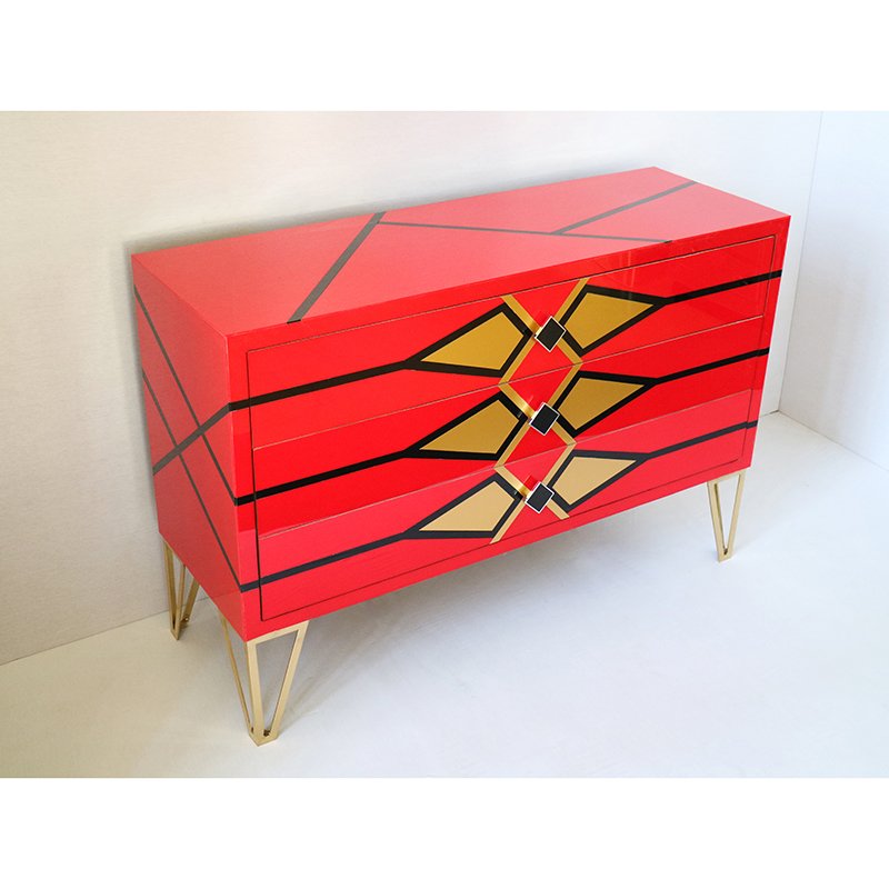 Chest of Drawers with Geometric Pattern, 1980s for sale at Pamono
