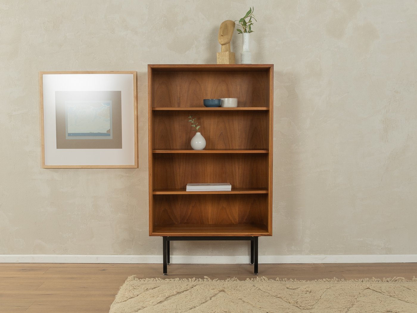 Walnut Veneer Bookcase, 1950s for sale at Pamono