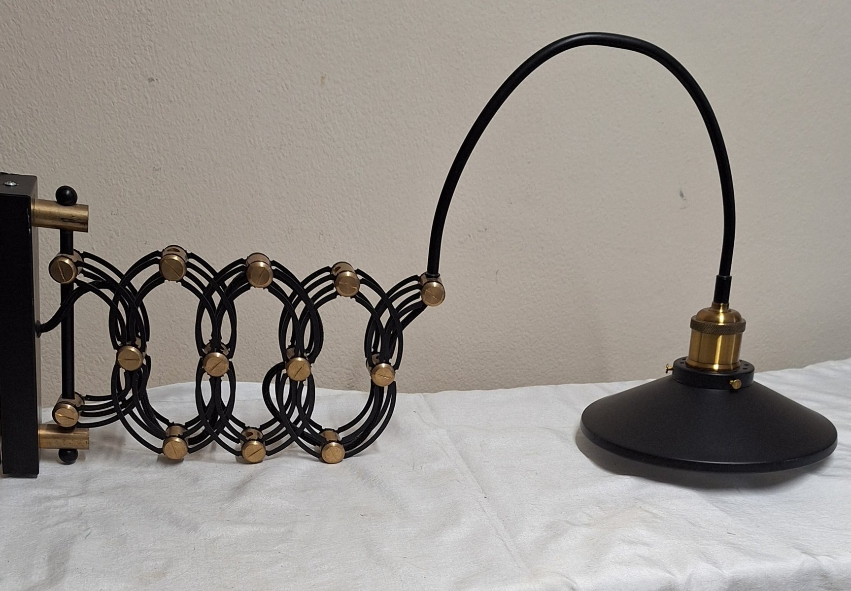 Adjustable Vintage Wall Lamp in Black Painted Metal with Brass Joints ...