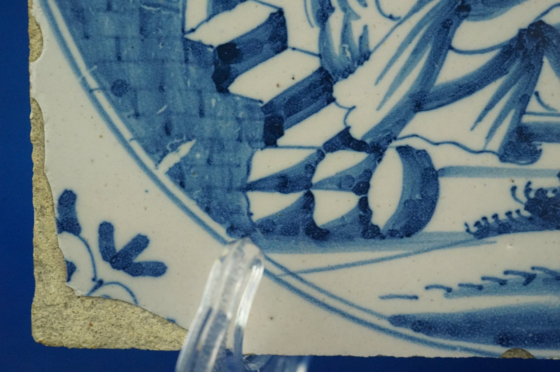 Antique Ceramic Tile from Blue Delft Factory, 1700s for sale at Pamono