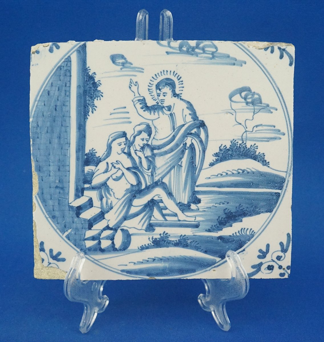 Antique Ceramic Tile from Blue Delft Factory, 1700s for sale at Pamono
