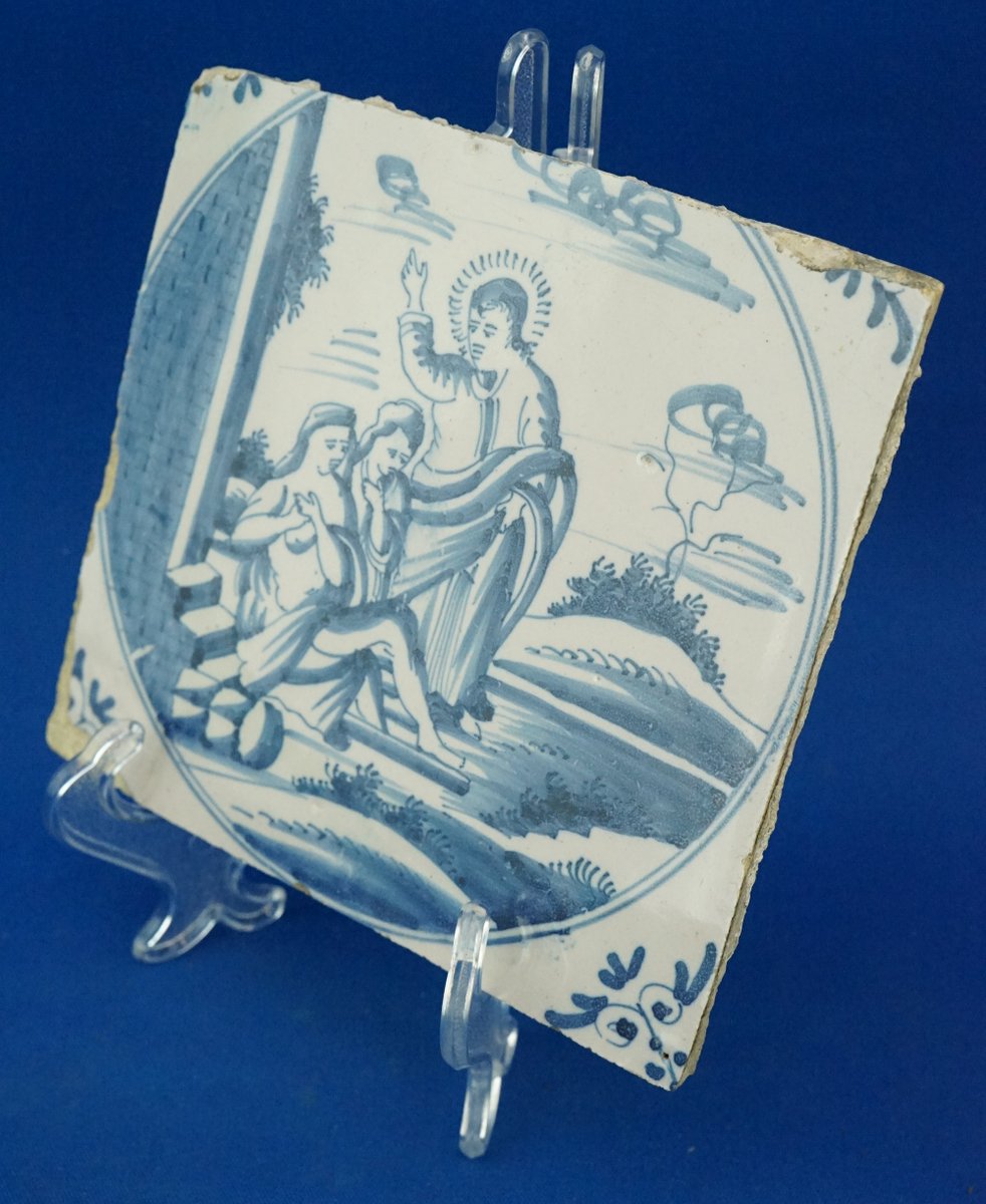 Antique Ceramic Tile from Blue Delft Factory, 1700s for sale at Pamono