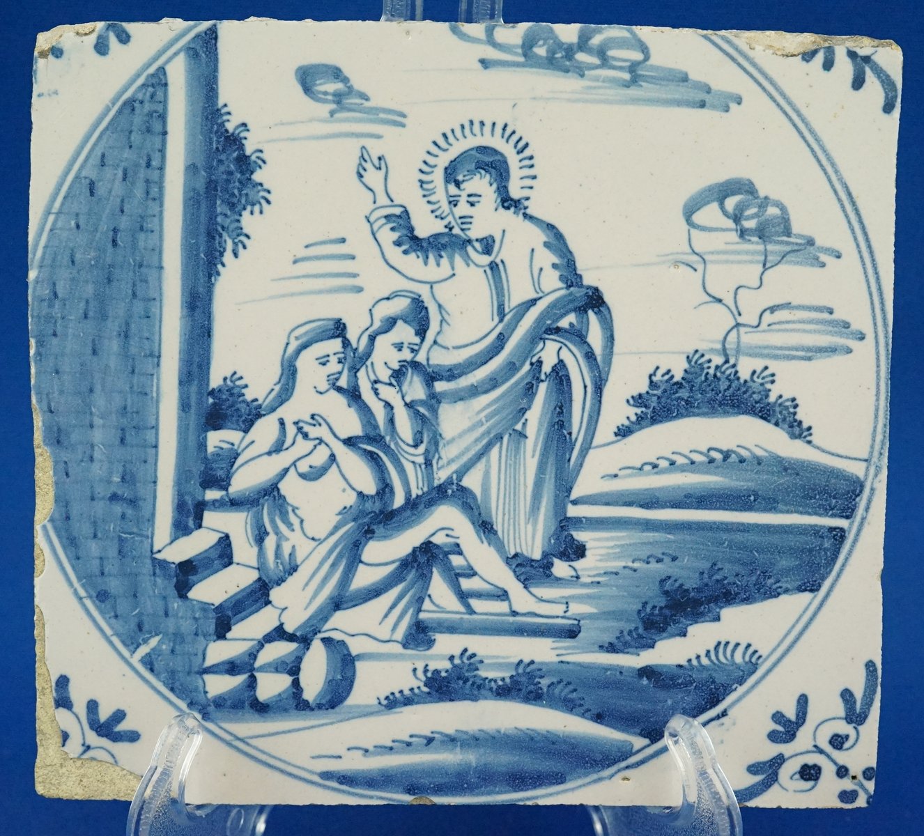 Antique Ceramic Tile from Blue Delft Factory, 1700s for sale at Pamono