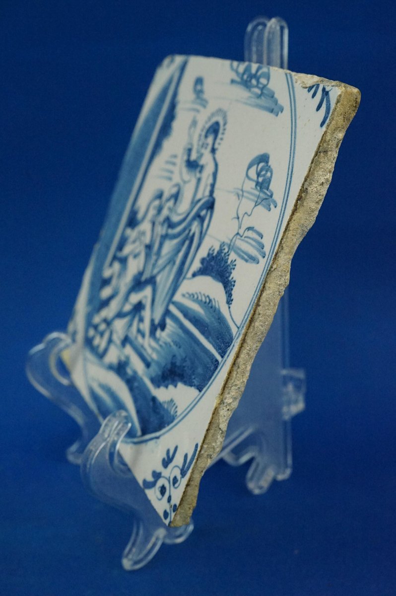 Antique Ceramic Tile from Blue Delft Factory, 1700s for sale at Pamono