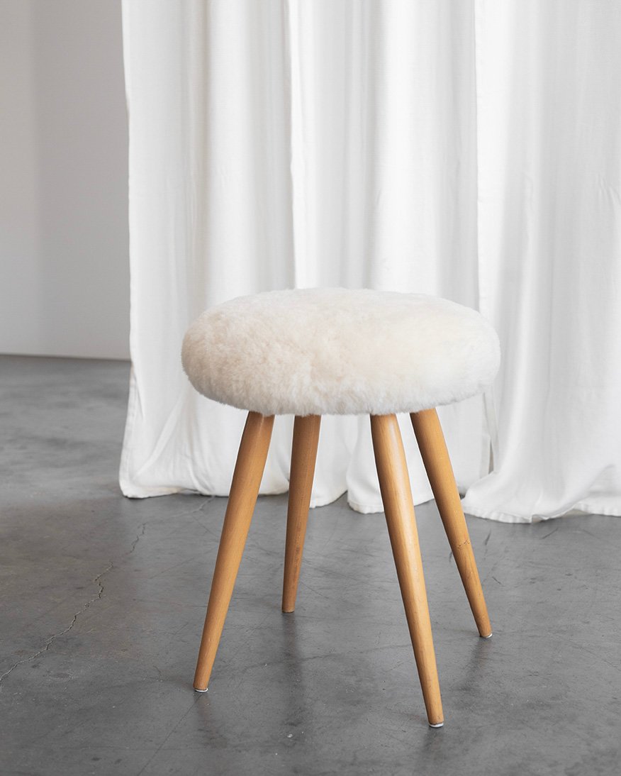 Mid-Century Stool in Sheared Fur, 1950s for sale at Pamono