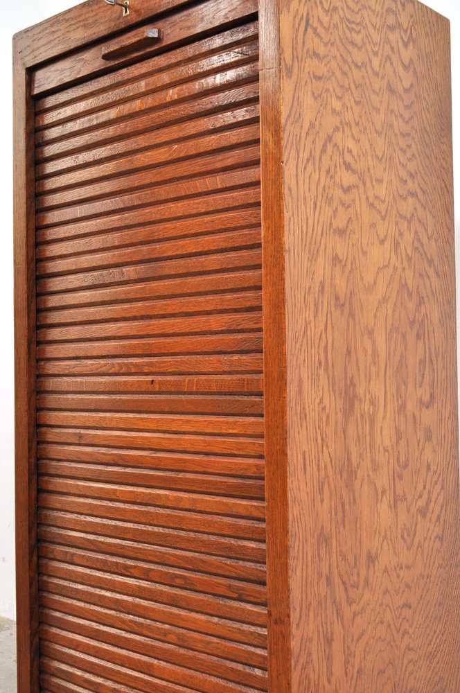 Art Deco Roller Door Cabinet in Oak, 1930s for sale at Pamono