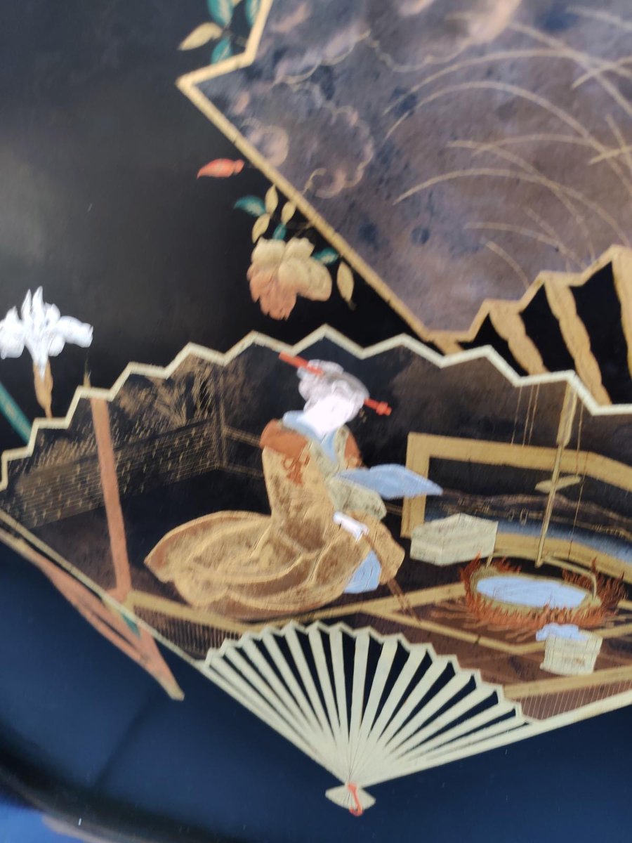 Napoleon III Tray Japanese Decor in Cardboard Mache for sale at Pamono
