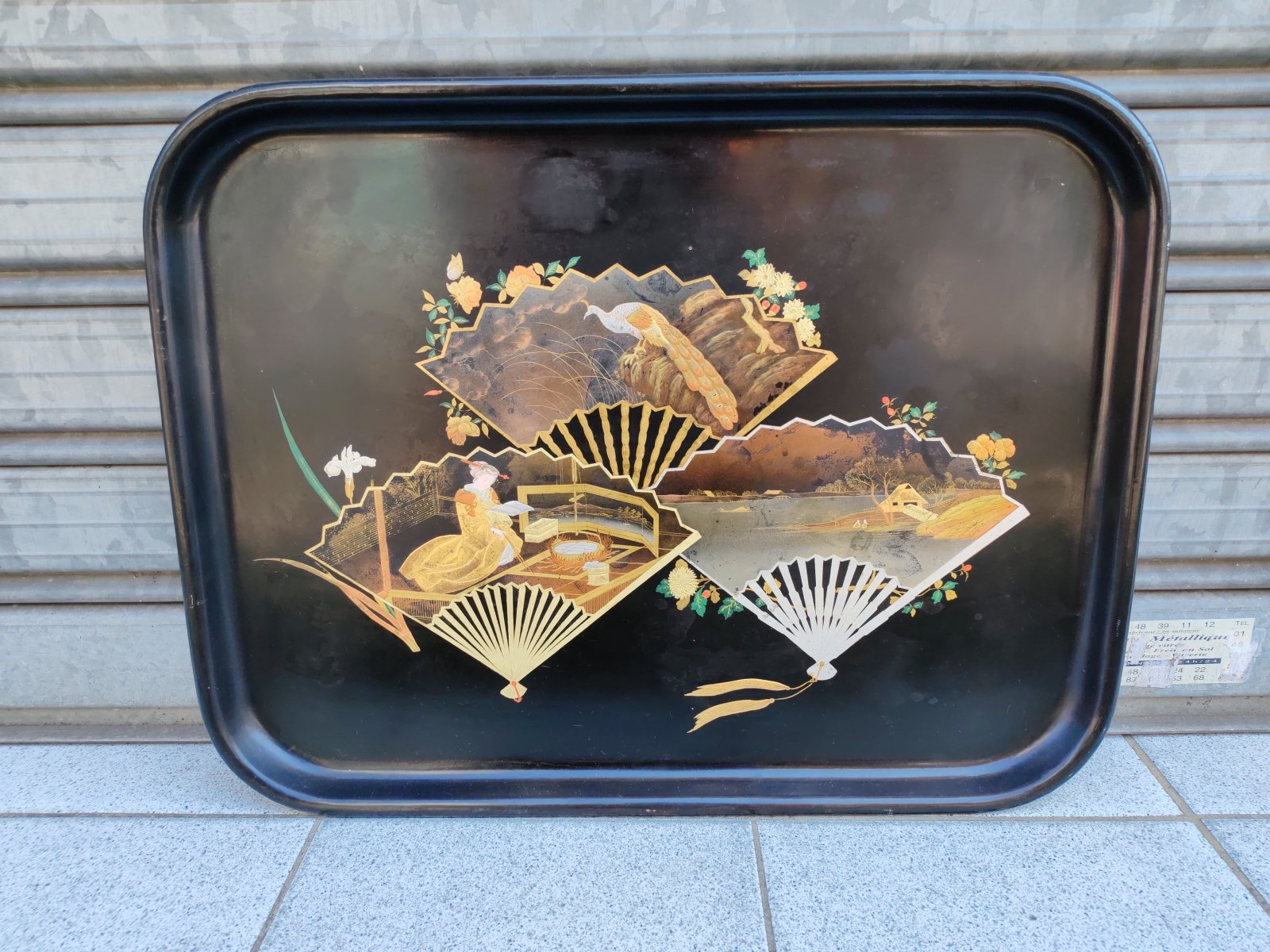 Napoleon III Tray Japanese Decor in Cardboard Mache for sale at Pamono