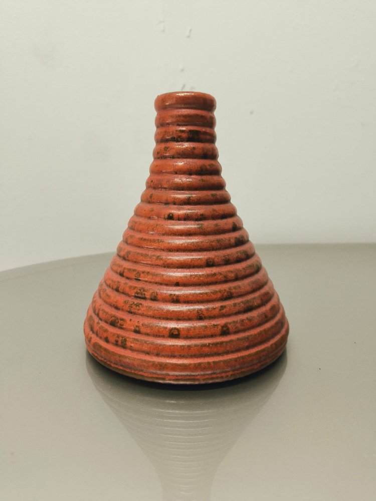 Cone-Shaped Vase in Glazed Ceramic attributed to Bitossi Italia, 1960s ...