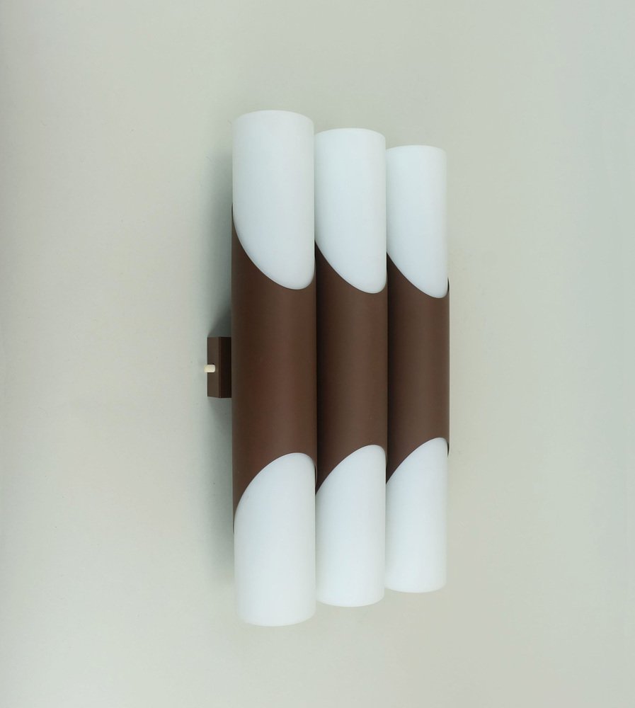 Mid-Century Sconce Wall Lamp in Metal Satin Glass by Klaus Link for ...