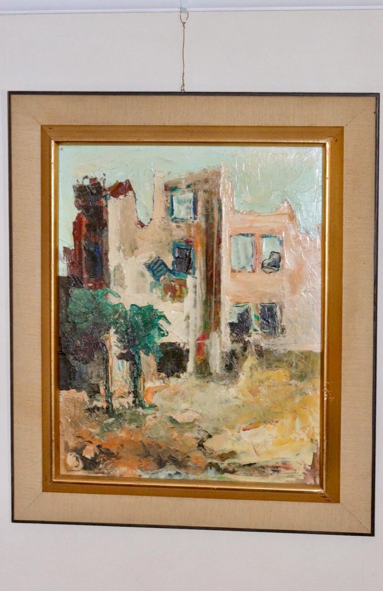 Michel Jankowitz, Ruins, 1960s, Oil on Panel, Framed for sale at Pamono