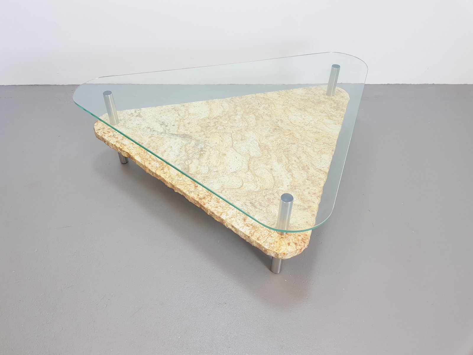 Brutalist Triangle Coffee Table, 1970s for sale at Pamono