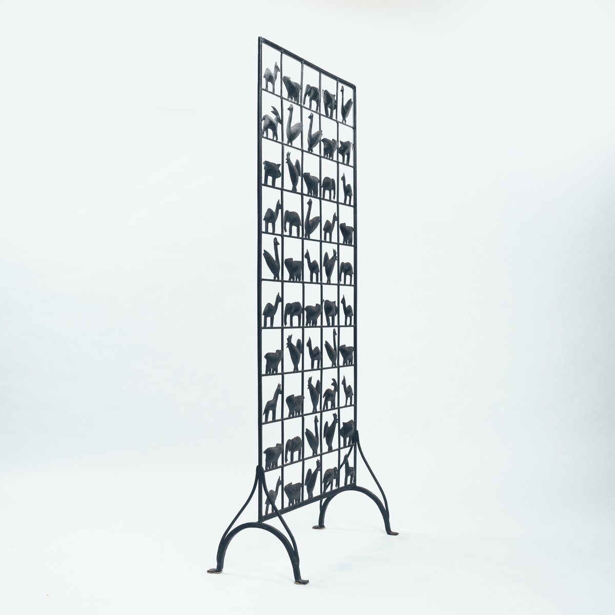 Screen Room Divider in Wrought Iron with Animals by Touret for Atelier ...