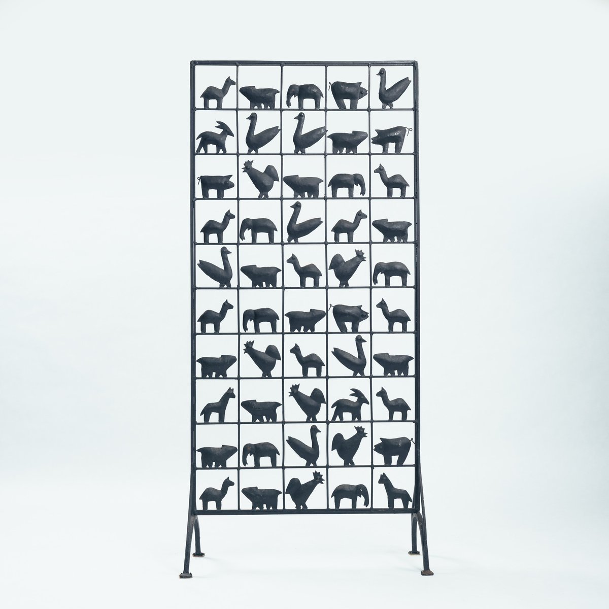 Screen Room Divider in Wrought Iron with Animals by Touret for Atelier ...