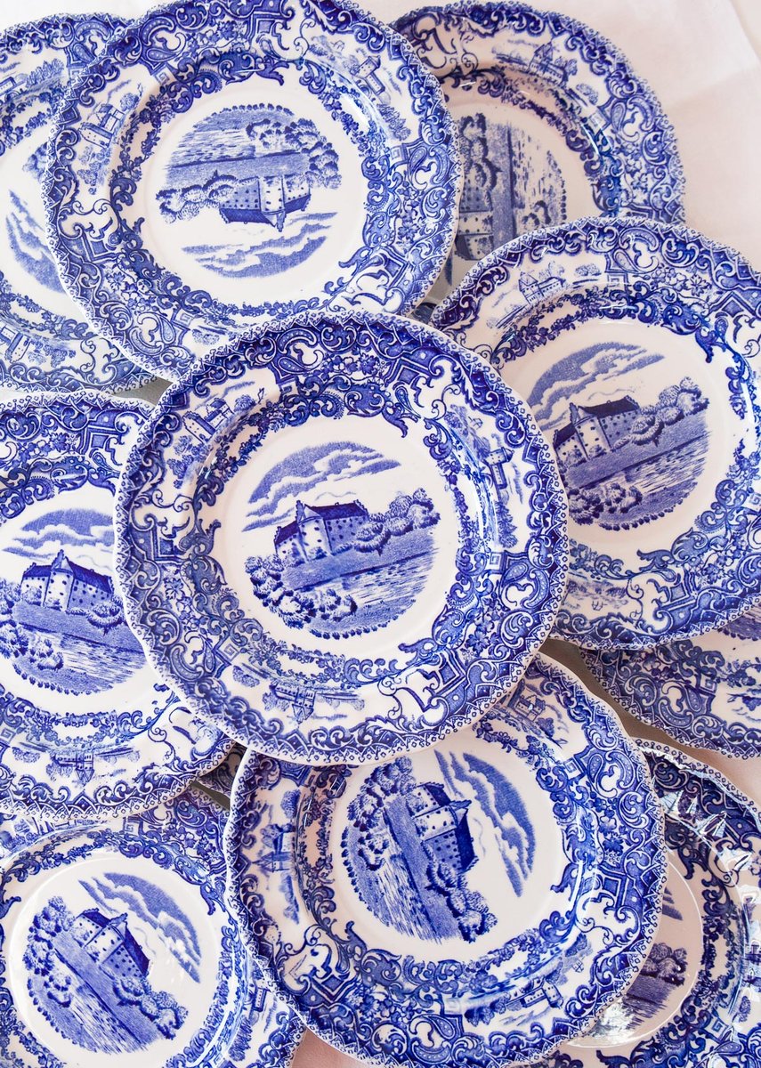 Swedish Dessert Plates Castles in Blue from Rörstrand, Set of 12 for ...