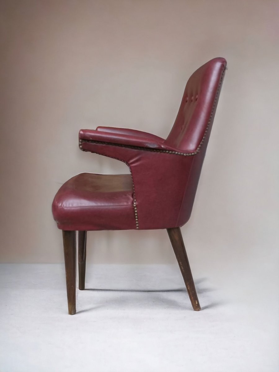 Red Leather Armchairs from Castelli Anonima Castelli, Set of 2 for sale ...